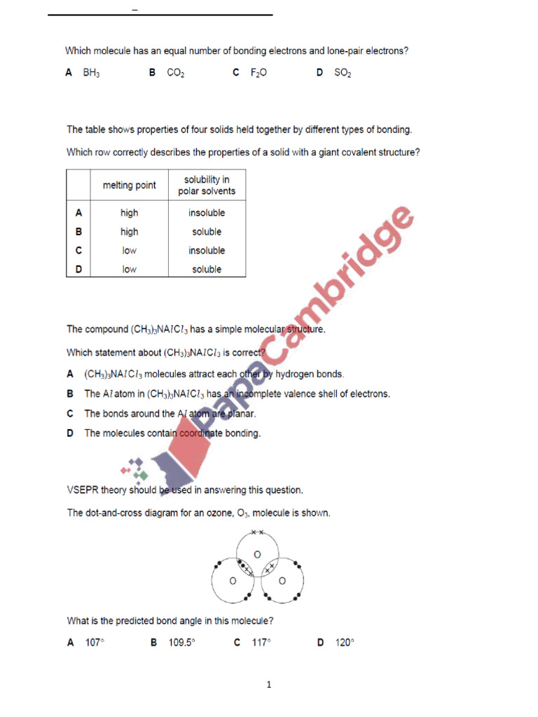 2022N Chemical Bonding As Chemistry 9701 | PDF
