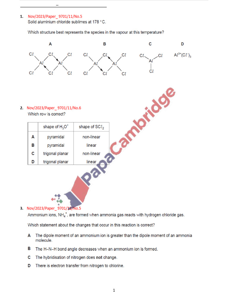 2023 Chemical Bonding As Chemistry 9701 | PDF