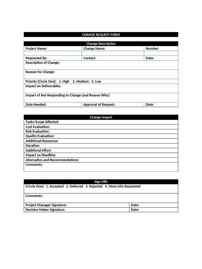 Change Request Template | PDF