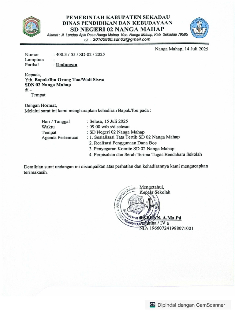 Undangan Untuk Orang Tua Wali | PDF