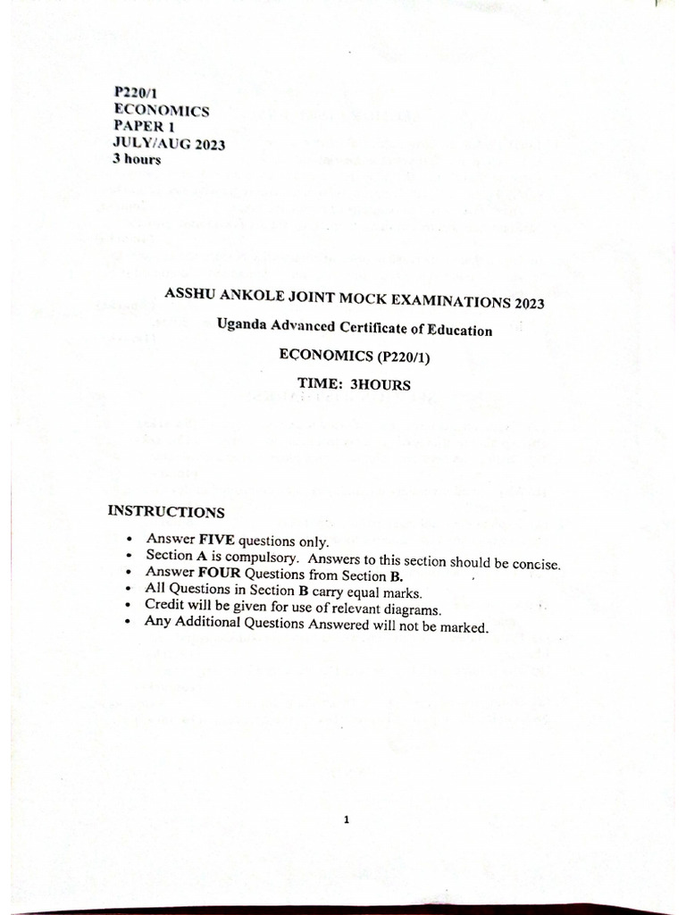 Econ 1 ASSHU Ankole. | PDF