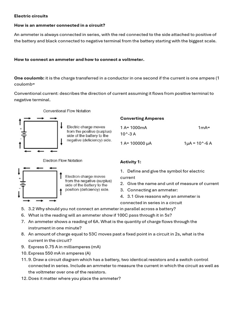 Grade 10 Electricity Notes | PDF | Resistor | Electric Current