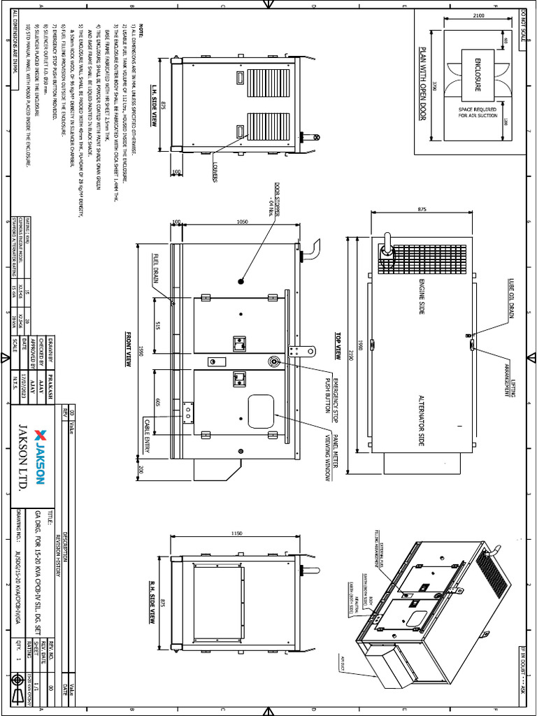 Ga Drawing For 15-20 Kva Cpcb-IV | PDF