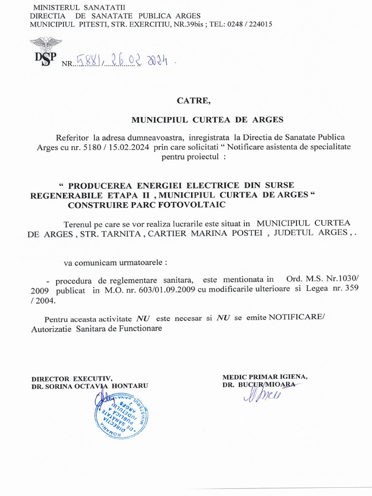 Aviz DSP - Parc Fotovoltaic | PDF