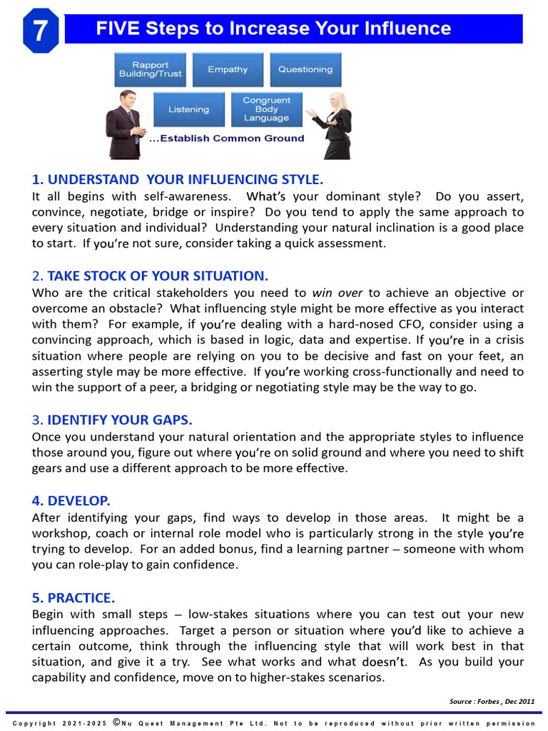 5 Steps To Increase Influence | PDF | Persuasion | Popular Psychology
