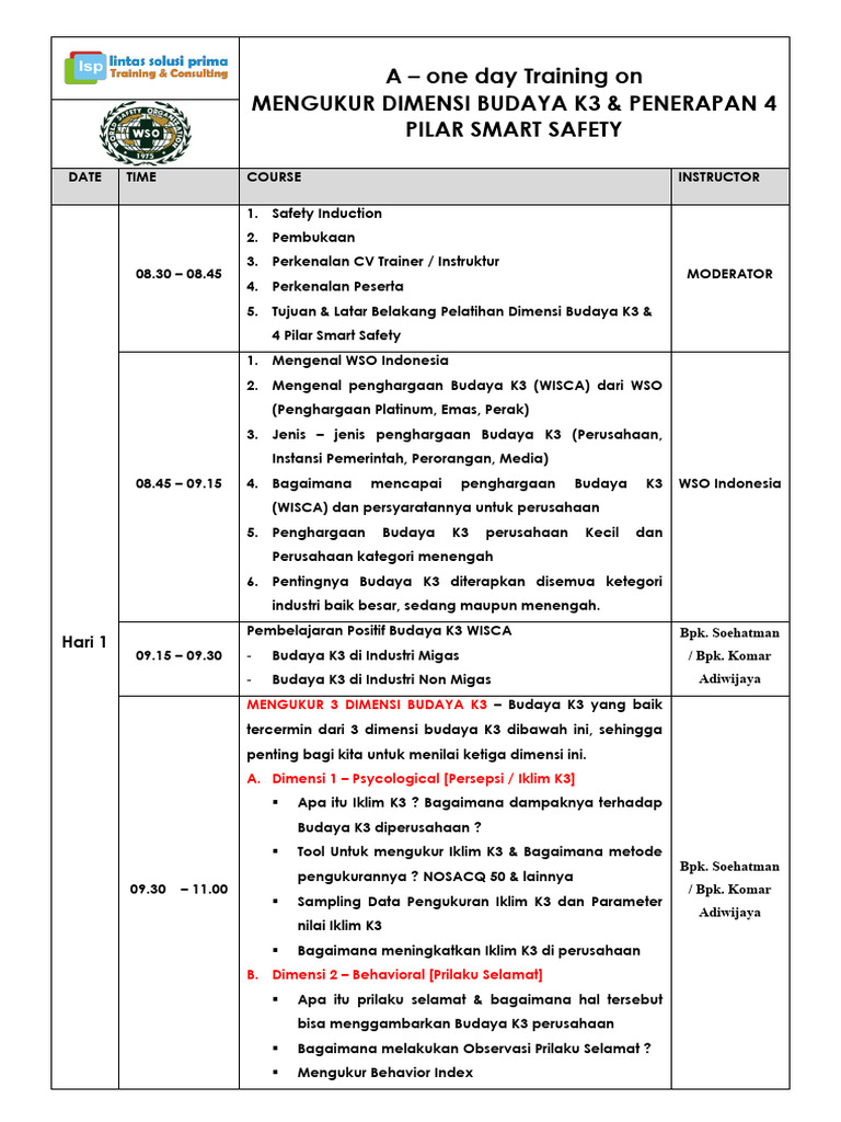 TRAINING RUNDOWN SAFETY CULTURE | PDF