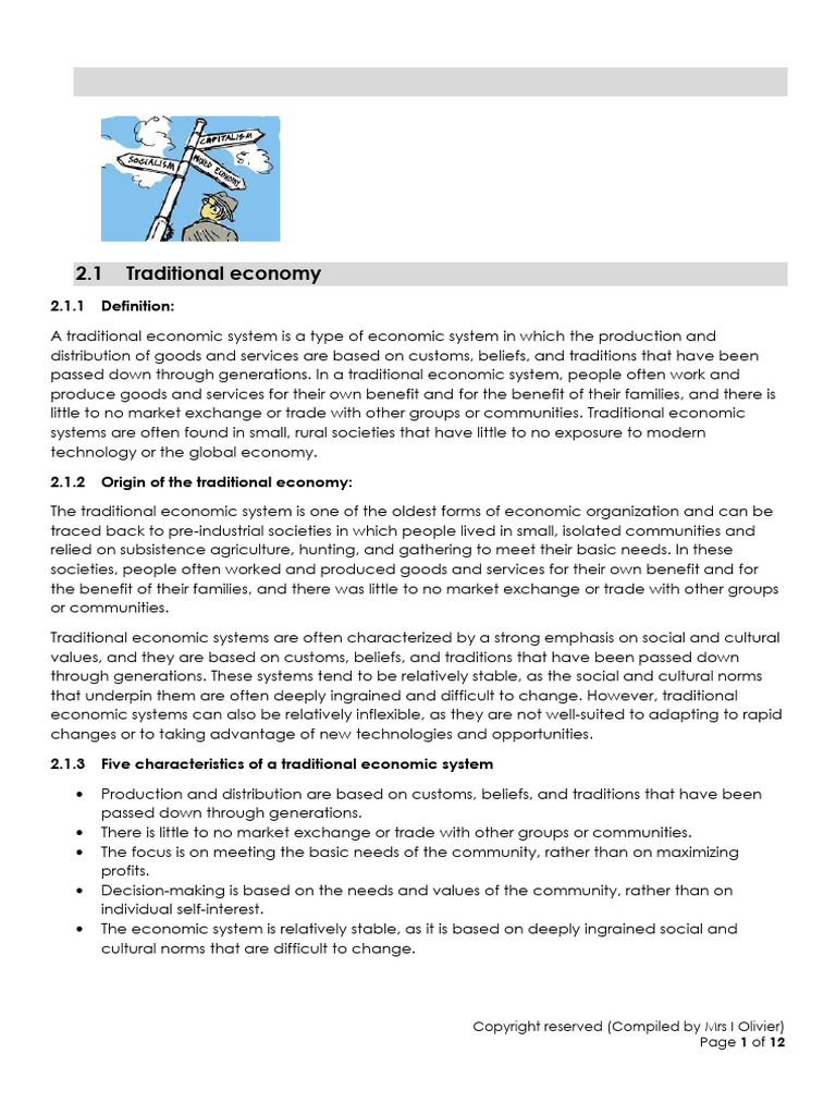 Grade 9 Term 1 Week 1 Notes - Economic Systems Part 2 | PDF | Market ...