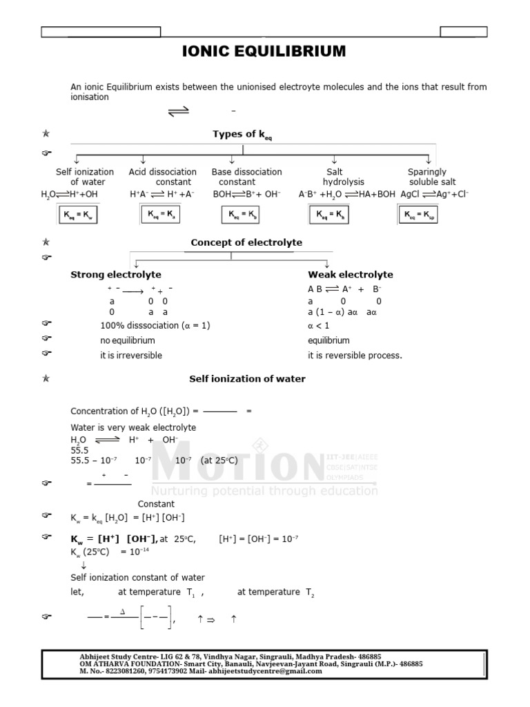 Ionic Equilibrium Theory (1) With Watermark | PDF | Buffer Solution | Dissociation (Chemistry)