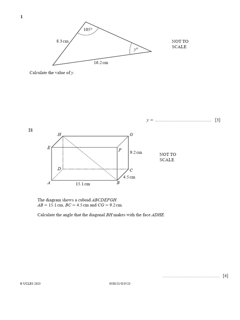 Cie Igcse Mat Trigonometry Worksheet | PDF | Euclidean Geometry ...