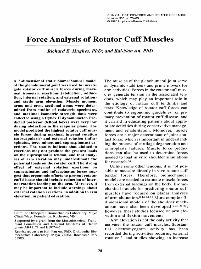 Rotator Cuff Muscle Force Analysis | PDF | Anatomical Terms Of Motion ...