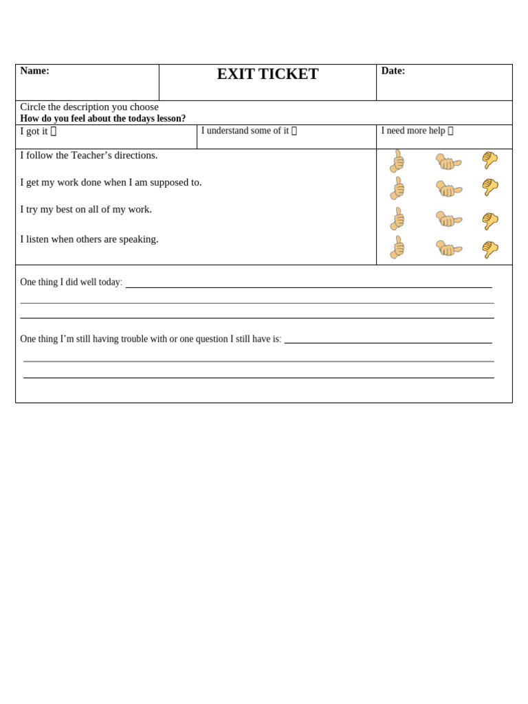 Exit Ticket | PDF