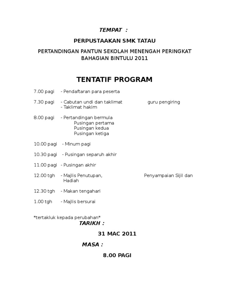 Tentatif Program | PDF