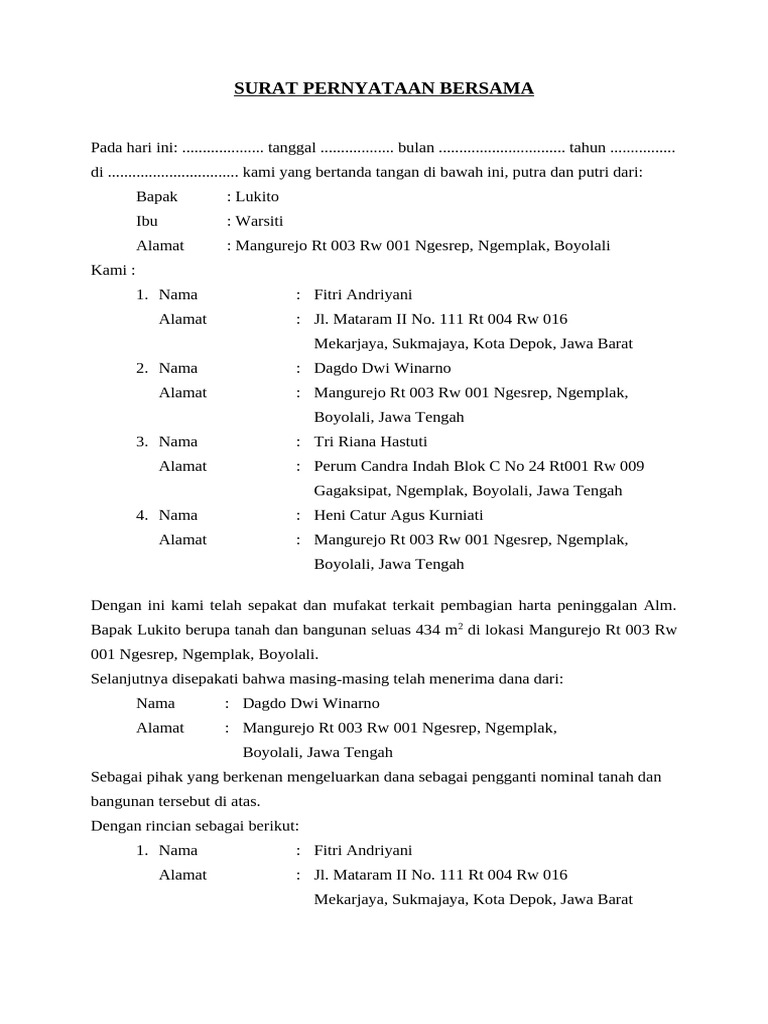 Surat Pernyataan Samu | PDF