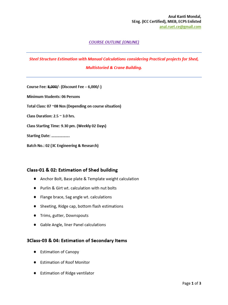 Steel Structure Course-02 EstImation 3C B02 | PDF | Structural ...