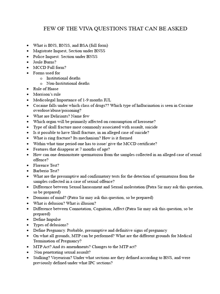 Few of The Theory Viva Questions That Can Be Asked | PDF