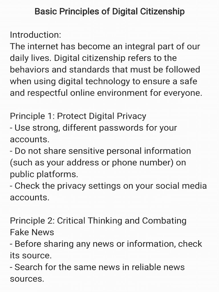 Basic Principles of Digital Citizenship | PDF