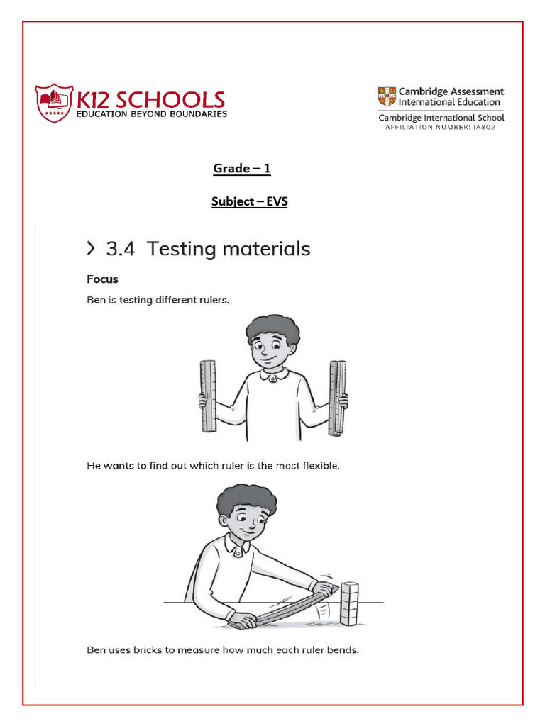 Grade - 1 Testing Materials | PDF