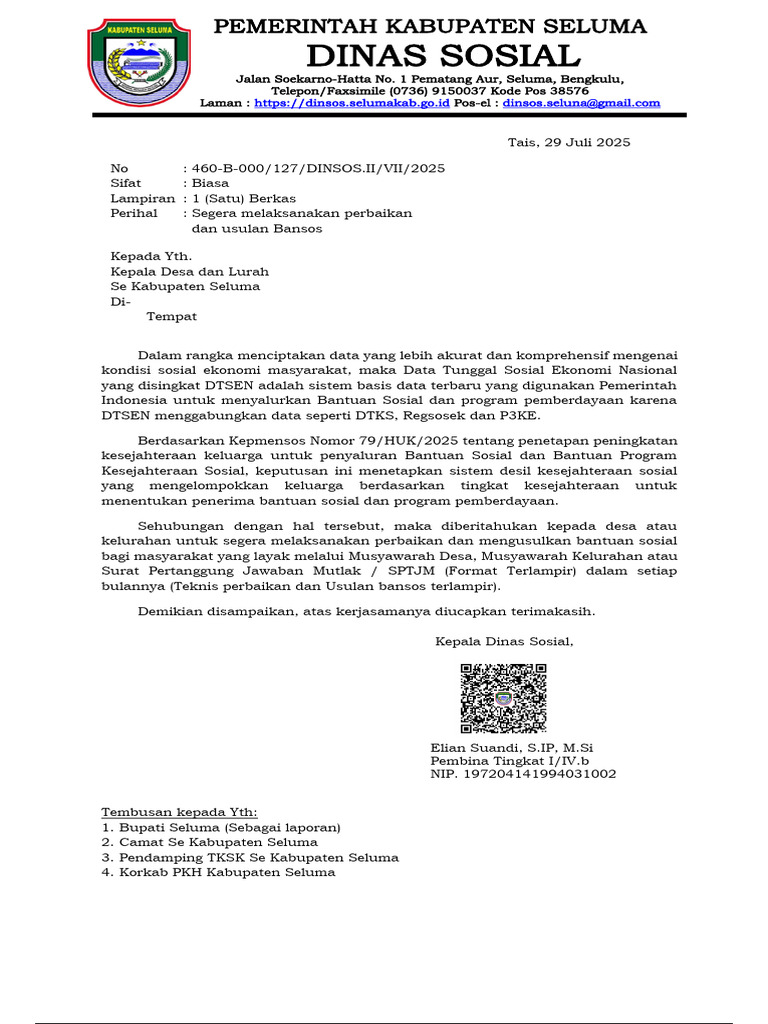 Usulan Dan Pembaruan Bansos 2025 | PDF