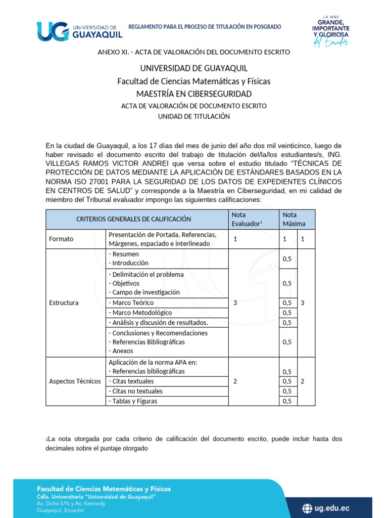 Anexo Xi. - Acta de Valoración Del Documento Escrito - Parrales | PDF | Science