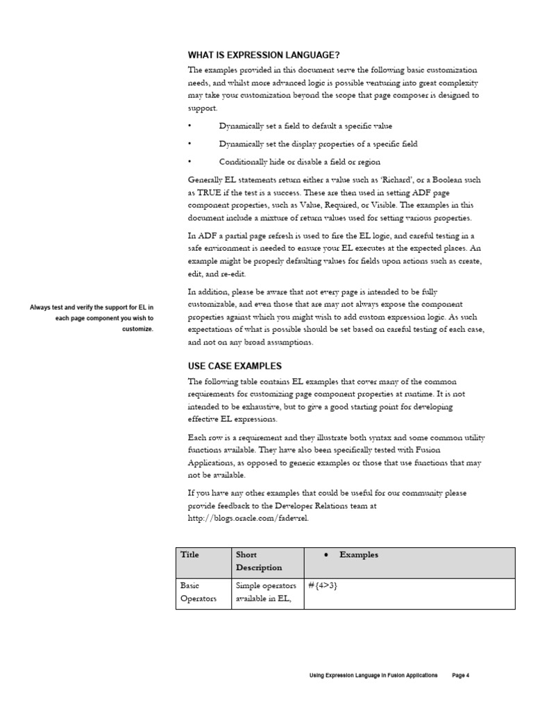Expression Language in Fusion Apps | PDF | Scope (Computer Science ...