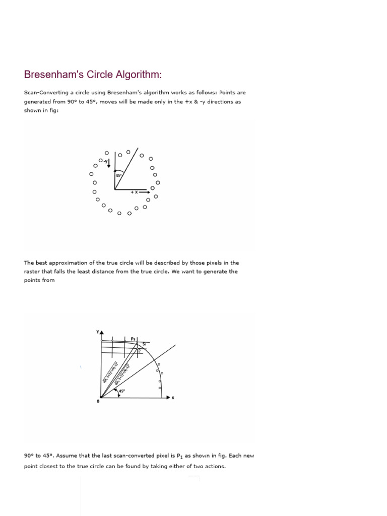 Computer Graphics Bresenham's Circle Algorithm | PDF | Computer ...