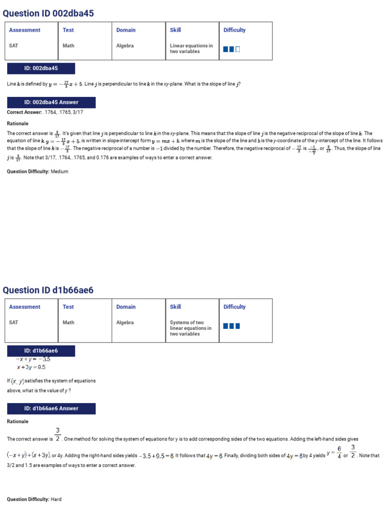 SAT Suite Question Bank - Results | PDF | Equations | Elementary ...