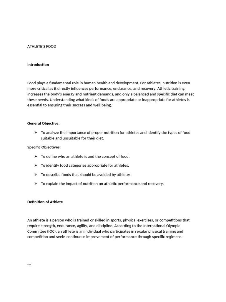 Athlete | PDF | Foods | Nutrition