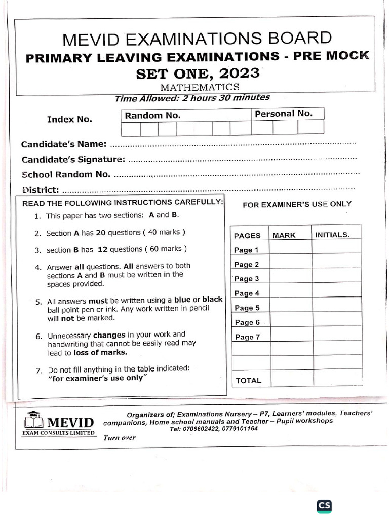 MTC Pre Mock Set 1 | PDF