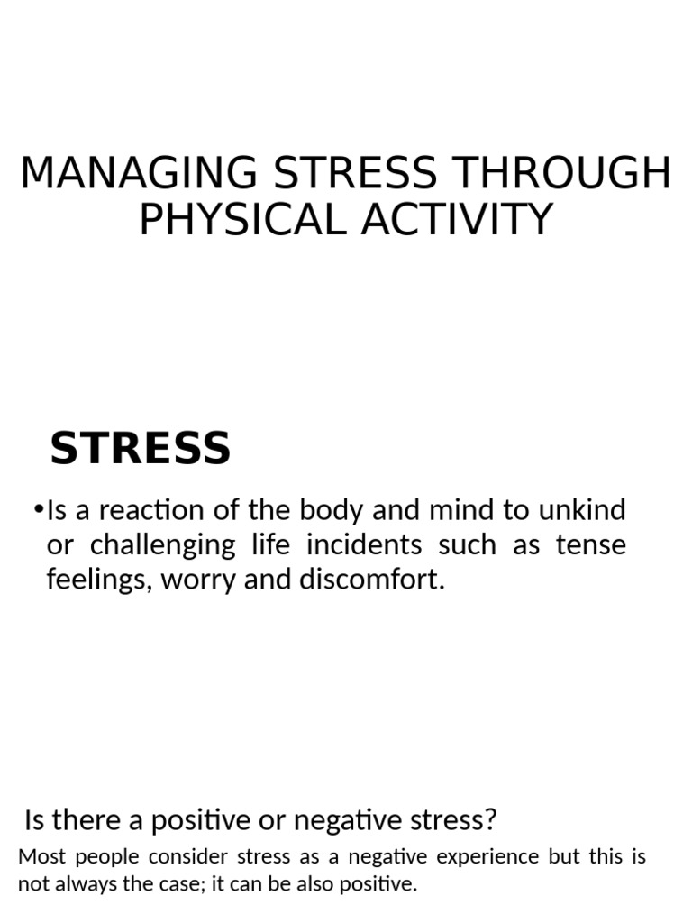 Managing Stress Through Physical Activity | PDF | Stress (Biology ...
