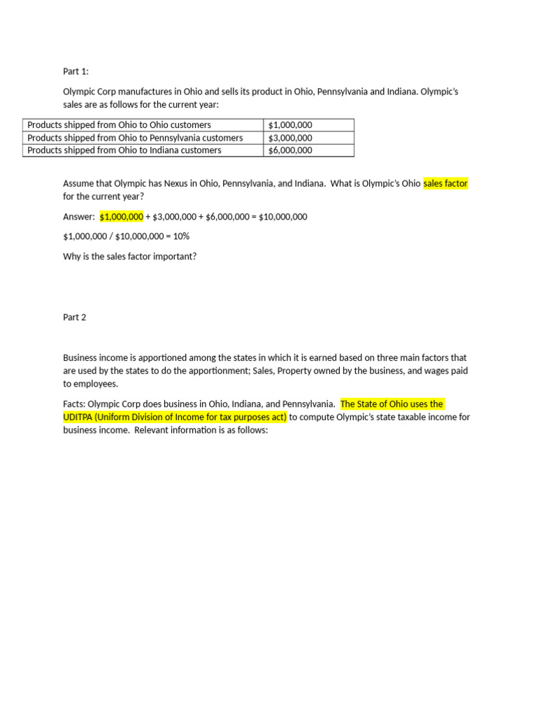 Lecture 8multi Jurisdictional Tax Sim-Apportionment | PDF | Taxes ...