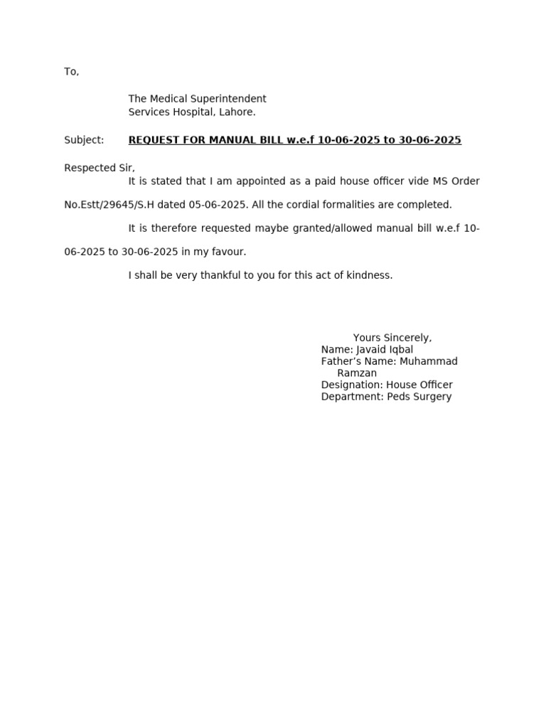 Request for Manual Bill Approval | PDF