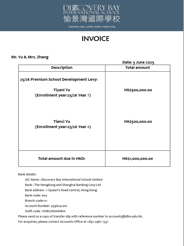 Premium School Development Invoice | PDF