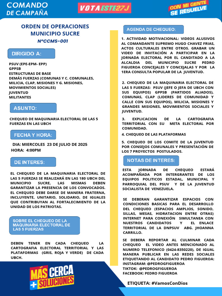 Orden de Operaciones 001-1 | PDF | Política de venezuela | Venezuela