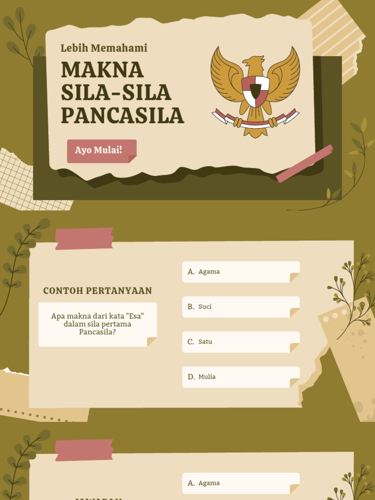 Kuis Makna Sila-Sila Pancasila Presentasi Hijau Buku Kliping | PDF