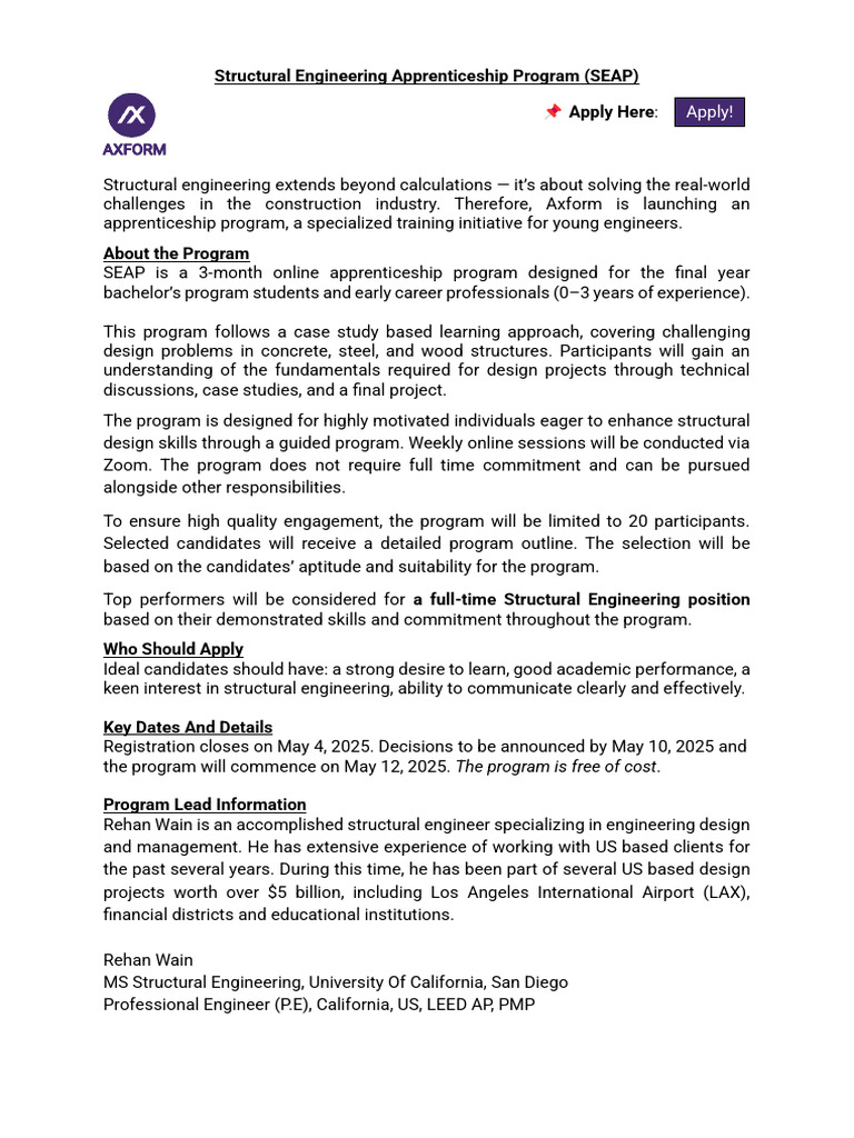 Structural Engineering Apprenticeship Program | PDF