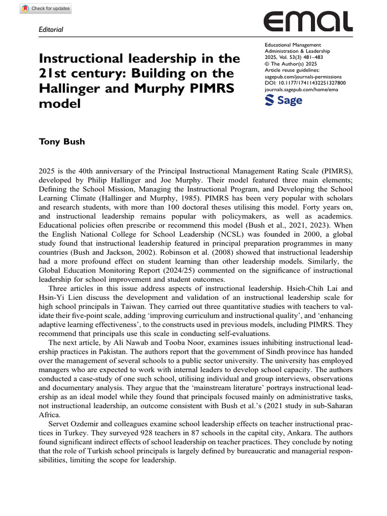 Bush 2025 Instructional Leadership in The 21st Century Building On The ...