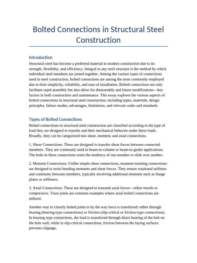 Bolted Connections in Steel Construction | PDF | Mechanical Engineering ...