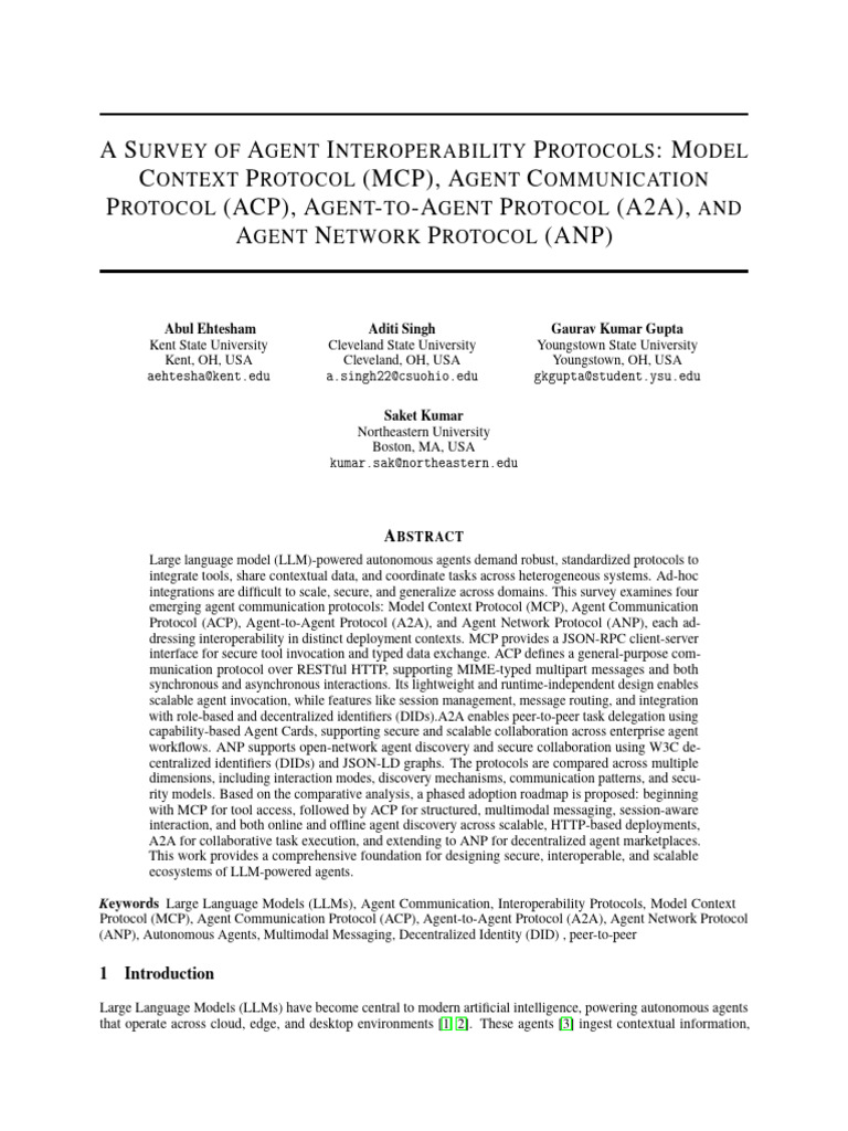 Survey of Agent Interoperability Protocols | PDF | Interoperability ...