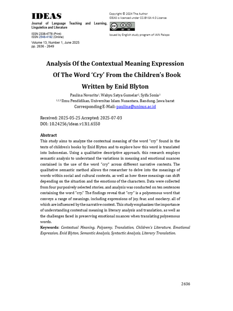 Analysis of The Contextual Meaning Expression | PDF | Semantics ...