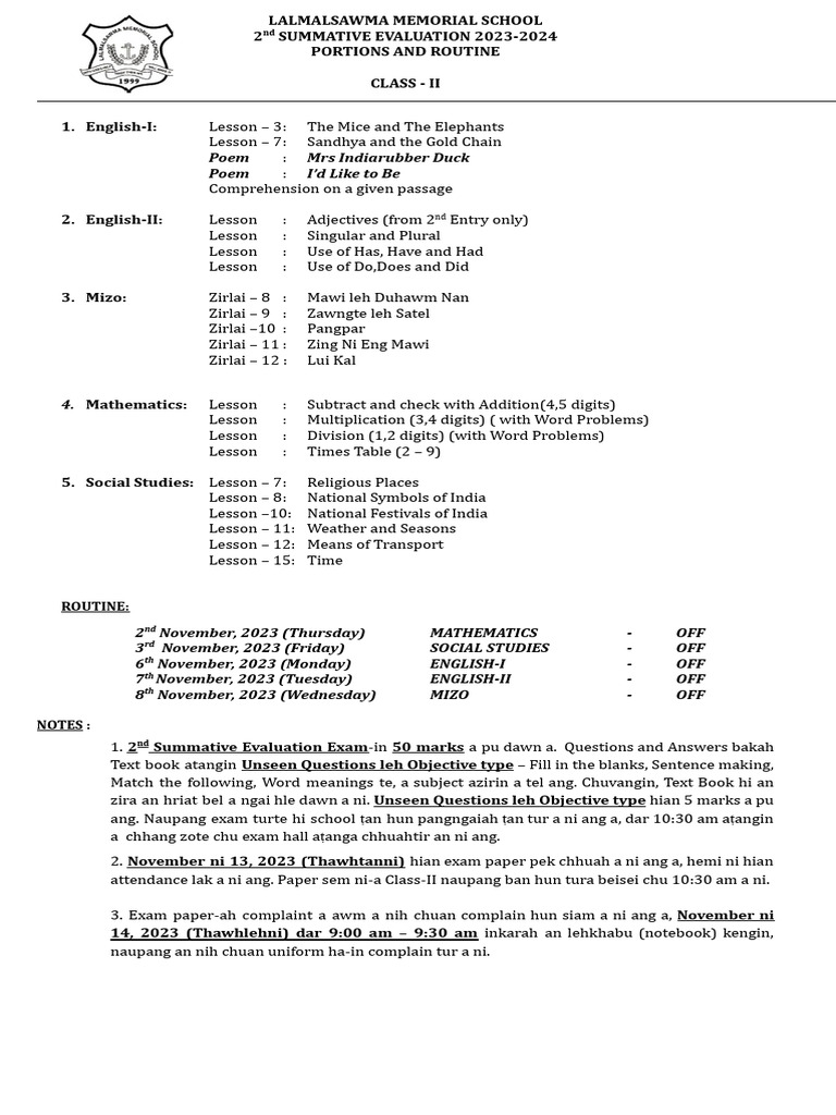 Class-II 2nd Entry Exam Portion | PDF | Grammar | Syntax