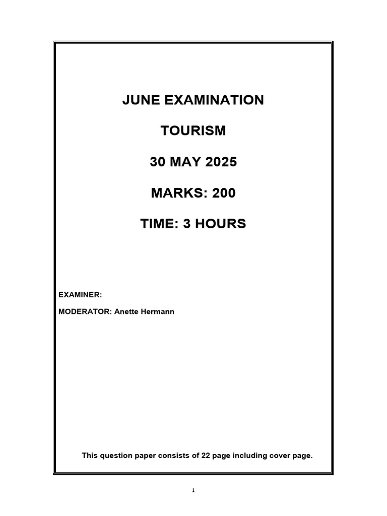 Tourism Examination Paper 2025 | PDF | Paralympic Games