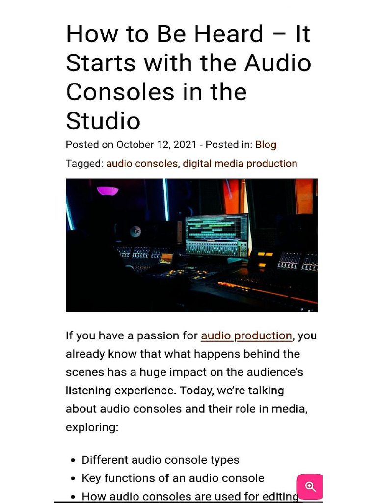 Audio Console | PDF