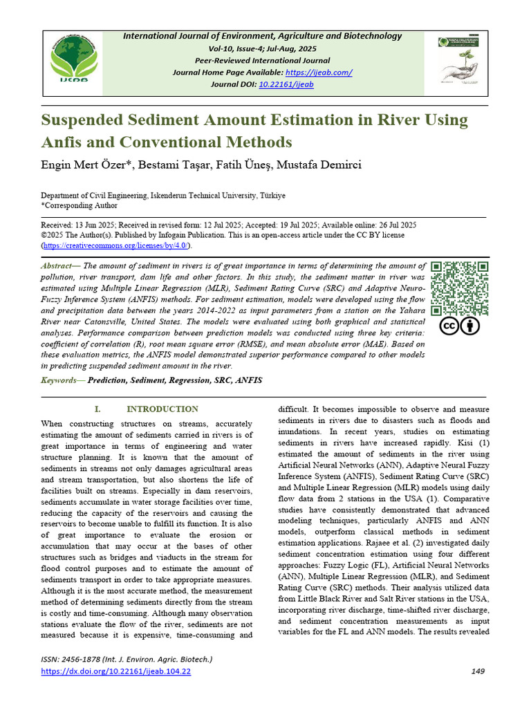 Suspended Sediment Amount Estimation in River Using Anfis and ...