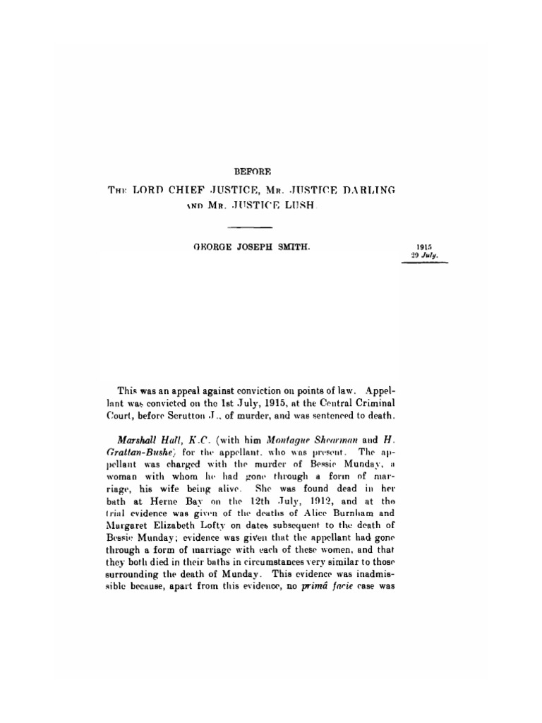 R. v. George Joseph Smith, (1915) Cr. App. R. 229. | PDF | Common Law ...