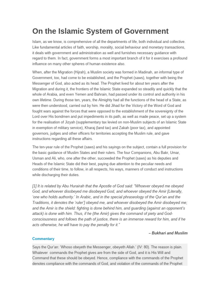 On The Islamic System of Government | PDF | Caliphate | Muhammad