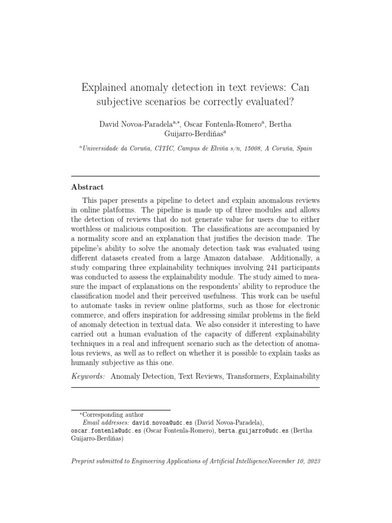 Anomaly Detection in Text Reviews | PDF | Machine Learning | Cognitive ...