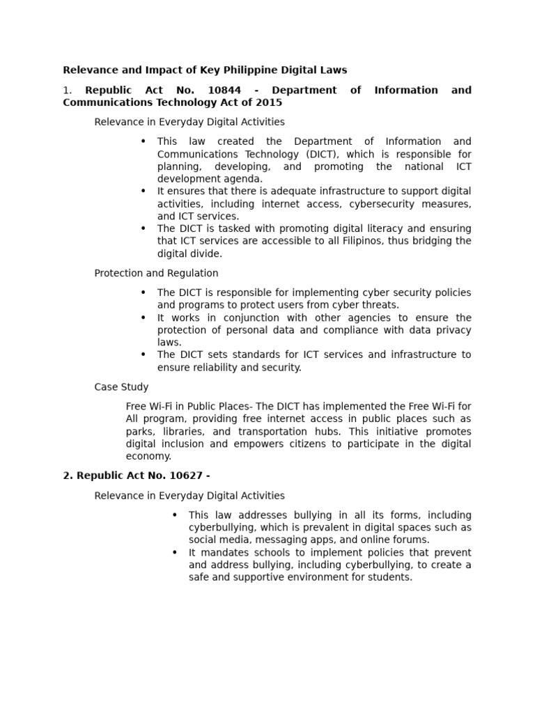 Key Philippine Digital Laws Overview | PDF | Copyright Infringement ...