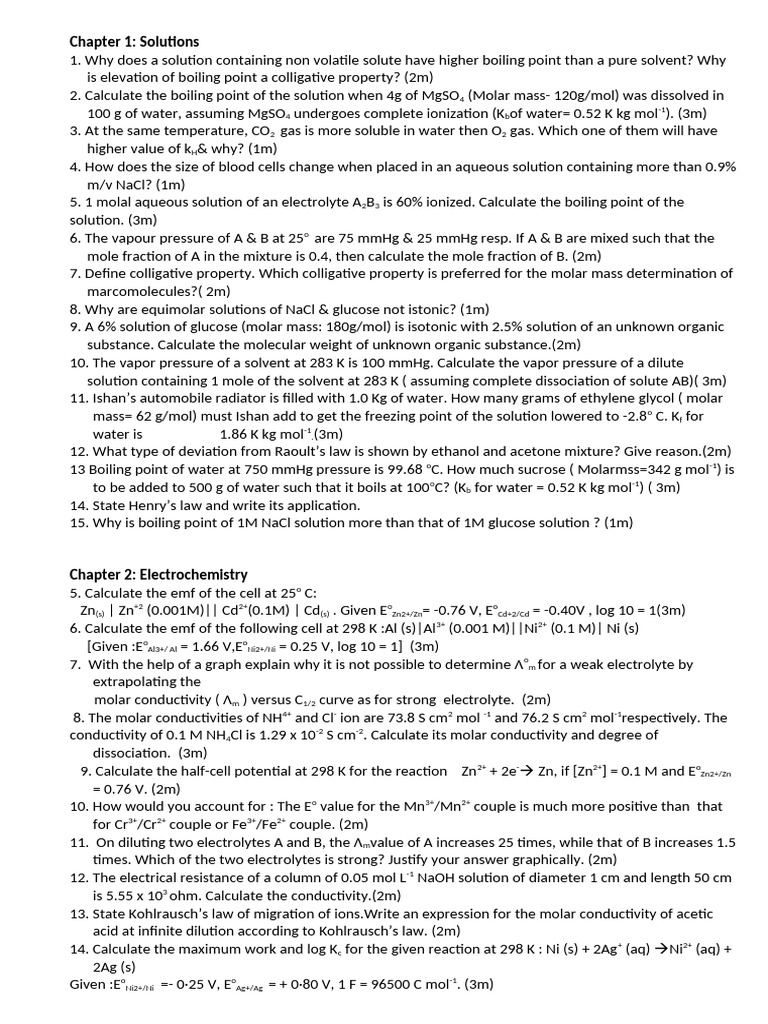 CHPT 1 2 3 Question Bank | PDF | Reaction Rate | Activation Energy