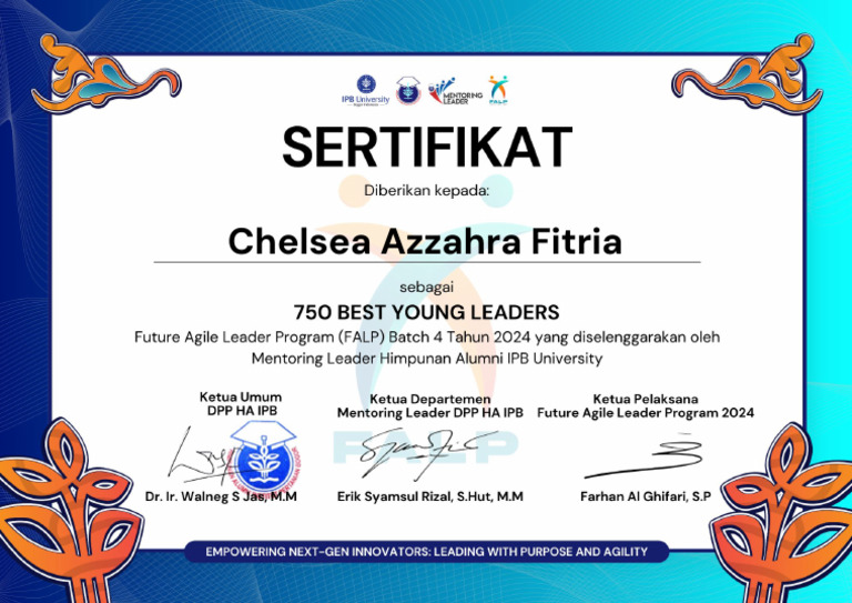 Sertifikat 750 Best Young Leaders FALP Batch 4 | PDF