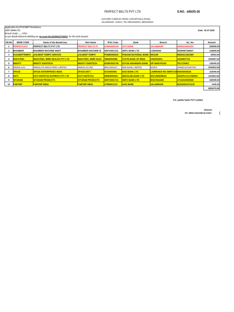 HDFC - Rtgs 30.07.2025 | PDF | Financial Services | Banks
